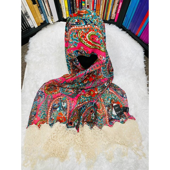 KRIS | Accessories | Kris Floral Paisley Pink Green Fringe Scarf | Poshmark